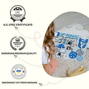 Busy Board for Toddlers, Sensory Game, Montessori Board for Kids, Activity Toy for Toddlers, Develop Fine Motor Skills, Educational Learning Toy, Learning Wooden Travel Toy, Doors and Locks