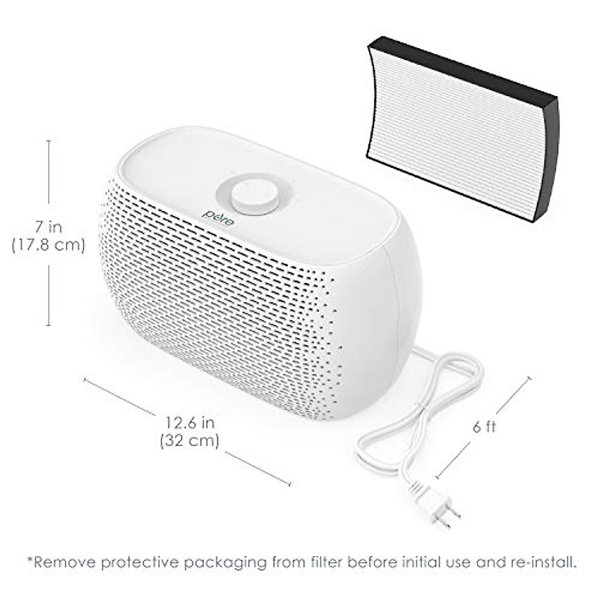 Pure Enrichment® PureZone™ Breeze Tabletop 2-in-1 Air Purifier - True HEPA Filter Cleans Air, Helps Alleviate Allergies, Removes Pet Hair, & Smoke - Ideal for Home, Bedroom, & Office Desktop Surfaces