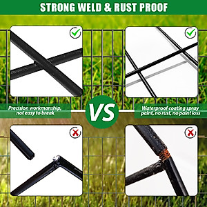 10 Pack Garden Fence Animal Barrier Fencing 1.44 inch Spacing Total 10.8ft (L) x 24in (H) Rustproof Metal Wire Yard Blocker Dog Fences Border for Outdoor Flower Bed Landscape Fencing Decor Black