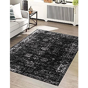 Unique Loom Sofia Collection Area Rug - Casino (5' 1" x 8' Rectangle, Black/ Ivory)
