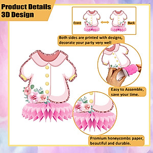 13 Pcs Pink Baby Shower Centerpieces for Tables，Honeycomb Centerpiece Baby Shower Decorationsfor Girls, Gender Reveal girl Baby Shower Centerpiece for Baby girls Party Birthday Tables Decorations