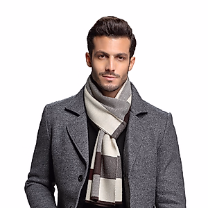 RIONA Men's Winter Cashmere Feel Australian Wool Soft Warm Knitted Scarf