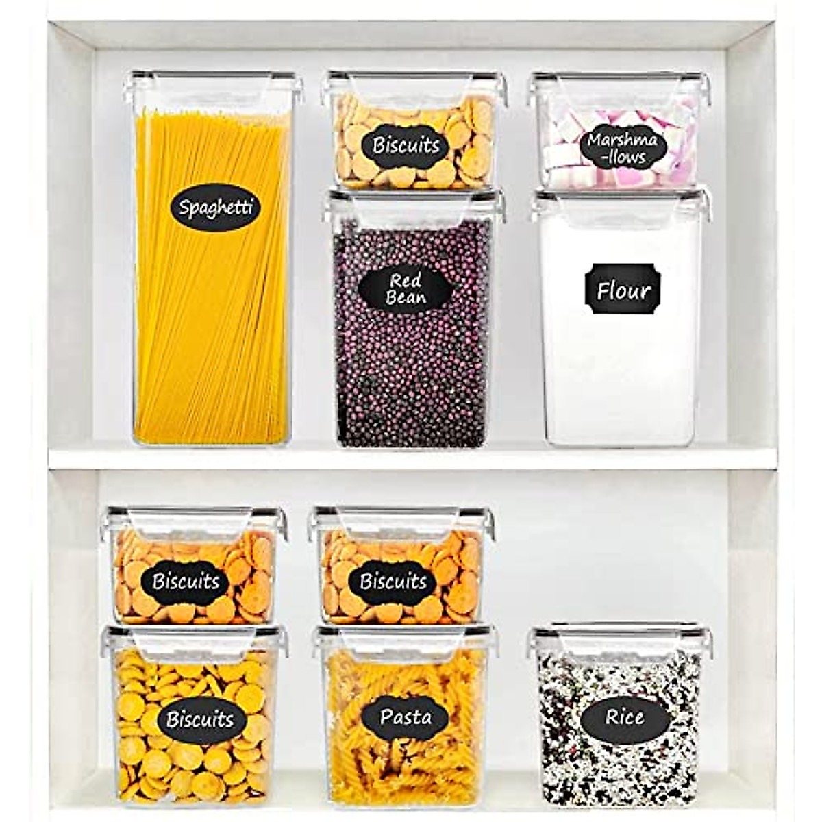 Airtight Food Storage Containers Set, RAZCC 25 PACK Cereal Storage Containers for Kitchen and Pantry Organization BPA Free Kitchen Canisters for Cereal, Rice, Flour & Oats, Free Marker and Labels