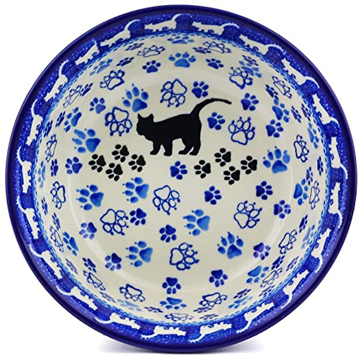 Polish Pottery Bowl 6-inch made by Ceramika Artystyczna (Boo Boo Kitty Paws Theme)