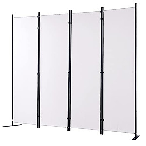VEVOR Room Divider, 5.6 ft Room Dividers and Folding Privacy Screens (4-Panel), Fabric Partition Room Dividers for Office, Bedroom, Dining Room, Study, Freestanding, Beige