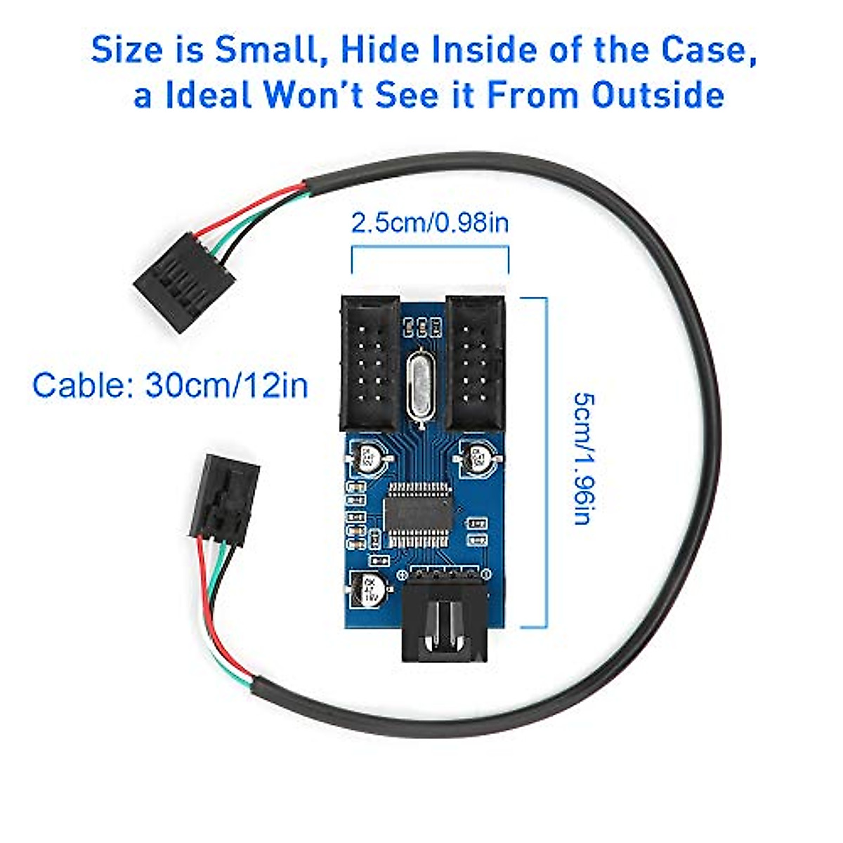 Rocketek Motherboard USB 2.0 9pin Header 1 to 2 Extension Hub Splitter Adapter - Converter MB USB 2.0 Female to 2 Female - 30CM Cable USB 9-pin Internal Cable 9 pin Connector Adapter Port Multiplier …