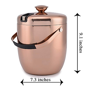 malmo Ice Bucket - Double Walled Stainless Steel Ice Bucket - Wine Bucket with Tongs & Thickened Lid (3 L) - Portable Chiller Bin Basket for Parties, BBQ & Buffet
