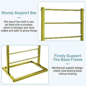Aulin 6 Tier Large Capacity Ribbon Storage Organizer Rack - Metal Ribbon Spool Holder for Craft Ribbon Washi Tape Arts & Crafts Supplies, Ribbon Rack for Craft Room, Florist Arts Wrapping (Gold)