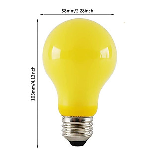 Qixivcom 4 Packs 3W A19 LED Bug Light Bulbs Yellow LED Bulbs E26 Outdoor Bug Light Bulb 25W Equivalent 2000K Amber Glow Bug Light Bulb Night Light for Bedroom Garden Patio Porch Backyard Hallway