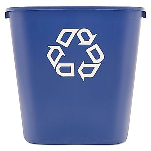 Deskside Recycling Container, 28-1/8 Qt, Blue, Open Top - 1/Each
