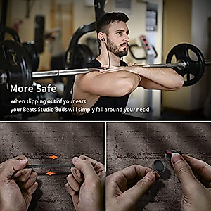 SUIHUOJI for Beats Studio Buds Strap, Soft Silicone Special Anti-Skid Design Sports Anti Lost Strap Lanyard Accessories Compatible with Beats Studio Buds Earbuds Neck Rope Cord(Black)