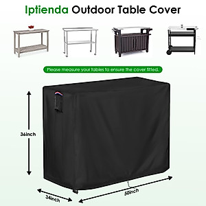 Iptienda Patio Bar Table Cover for Outdoor Console/Buffet Table, 50 Inch Waterproof Prep Table Cover for Grill Cart, Stainless Steel/Metal Table-50"L x 34"W x 36"H