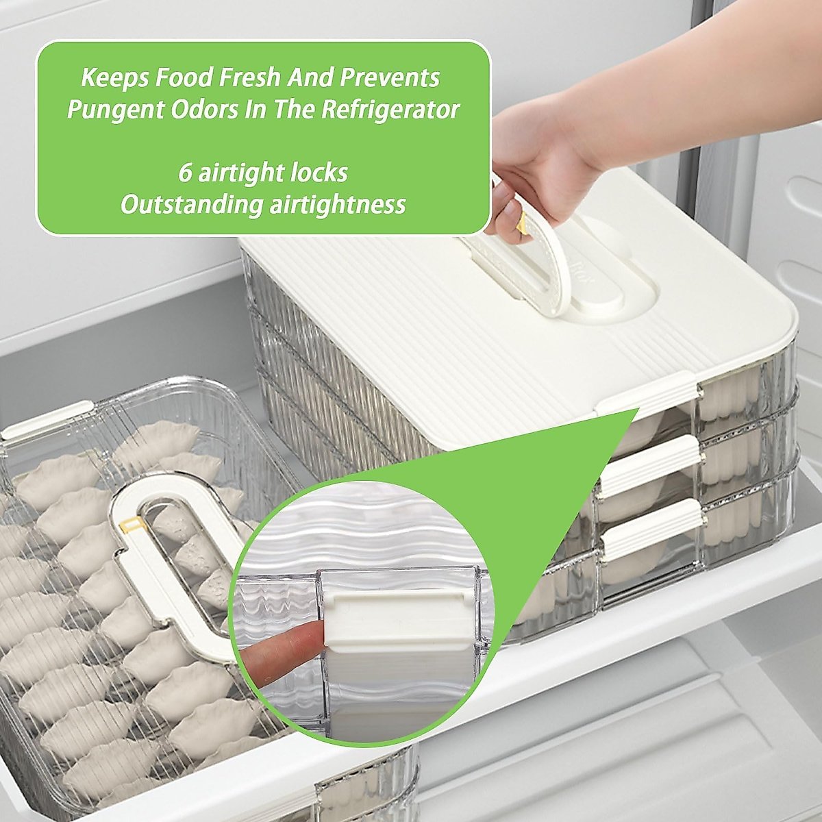Deli Meat Container for Fridge, 3 Layer Bacon Lunch Meat Container for Refrigerator, Deli Meats Containers with Lids, Storage Boxes with Lid for Cold Cuts, Bacon Storage Box for Fridge