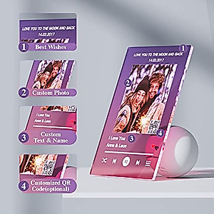 witfox Colorful Custom Spotify QR Code Plaque - Spotify Glass Art Personalized Acrylic Plaque with Video Any Song Music Link QR Code Customized Gifts for Couples