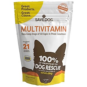 SAVE.DOG Chewable Dog Multivitamin - Dog Vitamins and Supplements – with Amino Acids and Antioxidants to Support Immunity Energy and Wellness - Dog Supplement with a Cause (60 Chews)