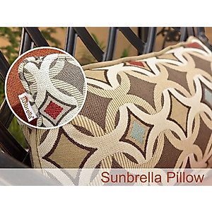 PURPLE LEAF 2 Pieces Patio Dining Chair Antique Bronze Finished Cast Aluminum Armchairs with Cushion and Pillow Outdoor Bistro Set, Brick Red (Set of 2)