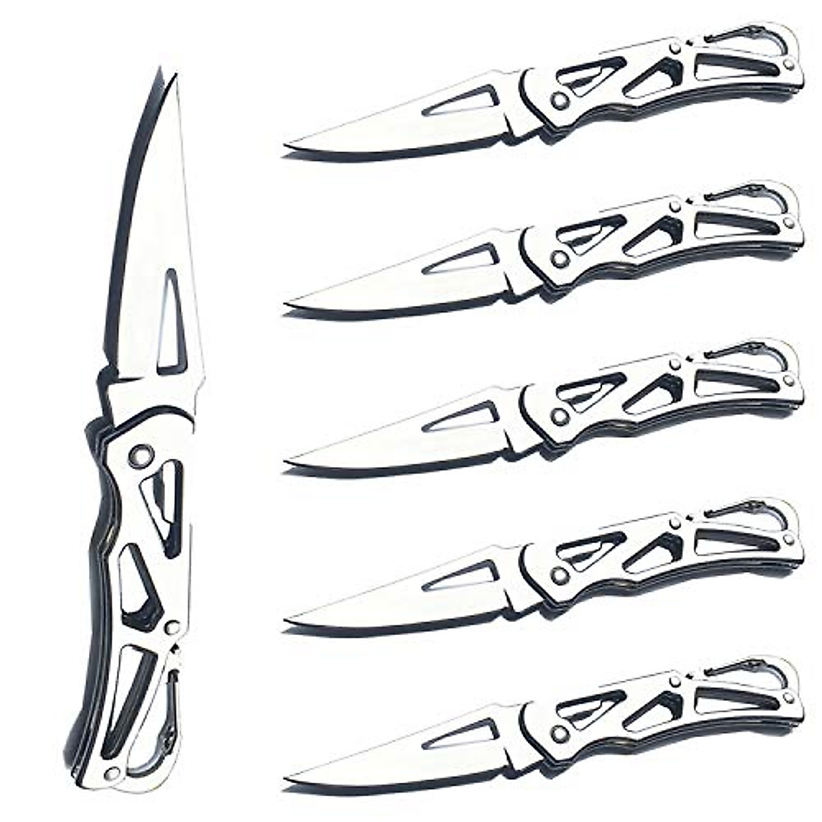 6 Pack Stainless Steel Self-Defense Folding Knife With Key Ring, Outdoor Survival Pocket Knife, Easy To Everyday Carry Small Knife