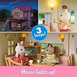 Calico Critters Red Roof Country Home - Dollhouse Playset with Figures, Furniture and Accessories for Ages 3+