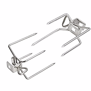 onlyfire 6102 Stainless Steel Grill Rotisserie Forks(1-Pair)-Fits for Weber 3/8" and 5/16" Square Spit Rods