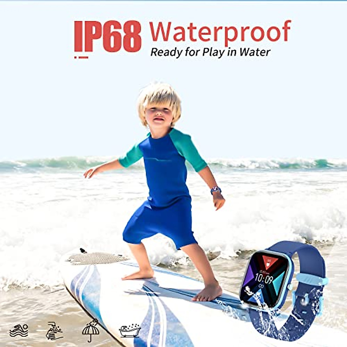 HENGTO Fitness Tracker Watch for Kids, IP68 Waterproof Kids Smart Watch with 1.4" DIY Watch Face 19 Sport Modes, Pedometers, Heart Rate, Sleep Monitor, Great Gift for Boys Girls Teens 6-16 (Black)