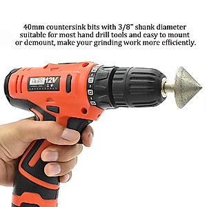 scottchen PRO Diamond Countersink Drill Bits Chamfer Cutter 40mm Tapered 90 Degree 3/8" Shank Hole Grinding Tool for Glass Marble Ceramic Grit #150-1Pack