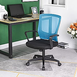 Office Chair Ergonomic Desk Chair Cheap Computer Chair Rolling Swivel Executive Chair Armrest Mesh Chair Adjustable Stool for Back Support, Blue