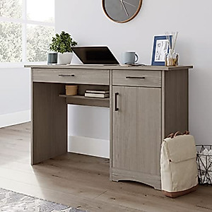Sauder Beginnings Desk, L: 46.81" x W: 18.50" x H: 29.96", Silver Sycamore Finish