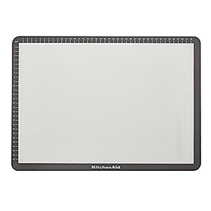 KitchenAid Nonstick Aluminized Steel Baking Sheet, 13x18-Inch, Silver With Silicone Large Baking Mat, 12x17-Inch, Gray