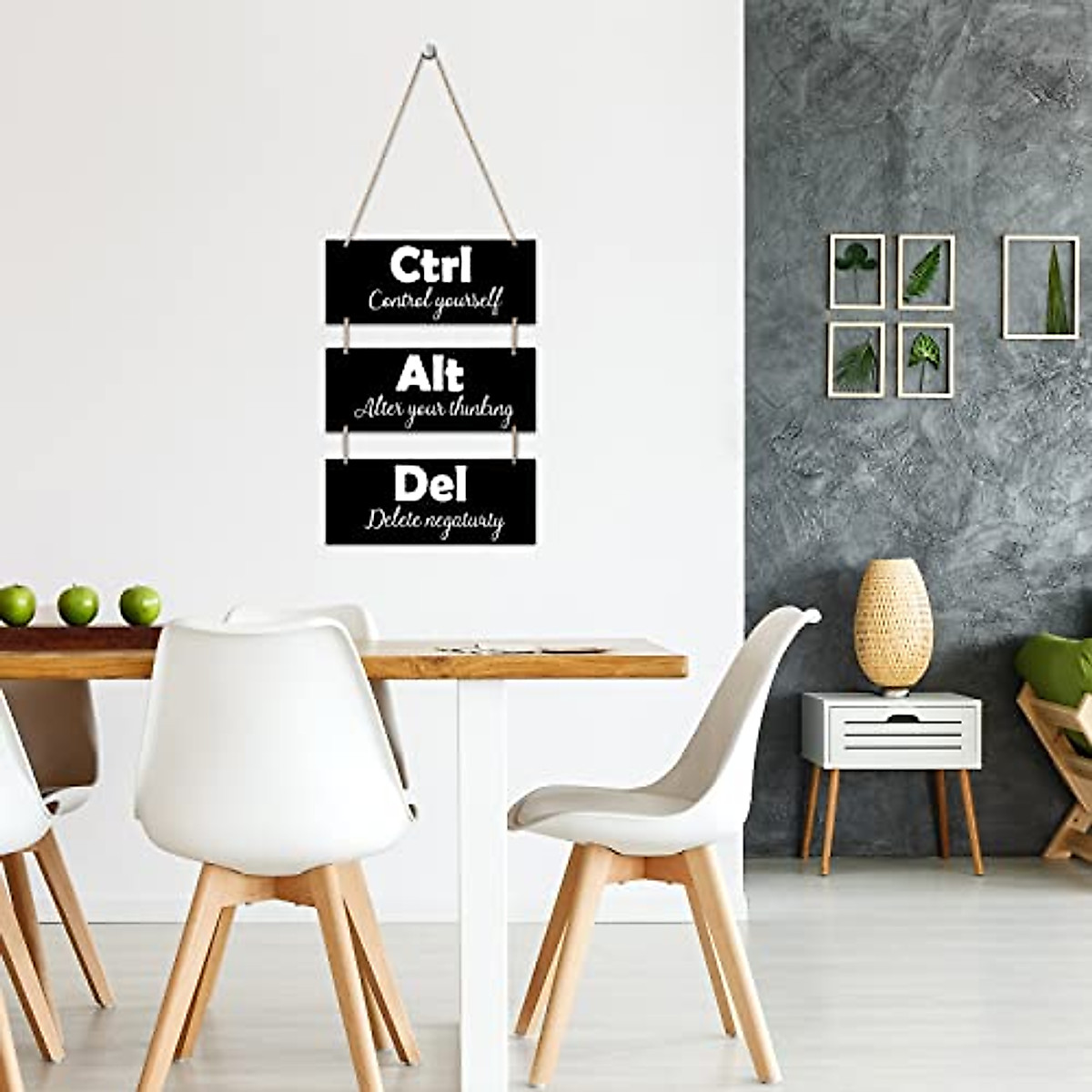 Inspirational Rustic Wall Decor Control Yourself Alter Your Thinking Delete Negativity Office Decor Motivational Wall Plaques with Sayings Wooden Wall Hangings for Home Office Wall Art (Black Backing)
