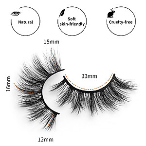 DYSILK Fake Eyelashes Natural Lash - Mink Lashes 5 Pairs 6D Wispy Lash Pack - Eye Lashes Strip Eyelash Extension Kit Reusable False Lashes Natural Look | 002-16mm
