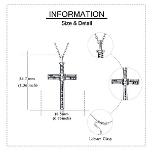 YAFEINI Baseball Cross Necklace Sterling Silver Sports Baseball Bat Cross Necklace Strength Bible Verse Cross Pendant Jewelry Gifts for Women (Baseball Cross Necklace)