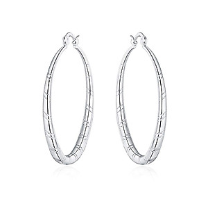 SOSUO Women Fashion 925 Sterling Solid Silver Ear Stud Hoop Earrings Wedding Jewelry (1.58 inch), One Size