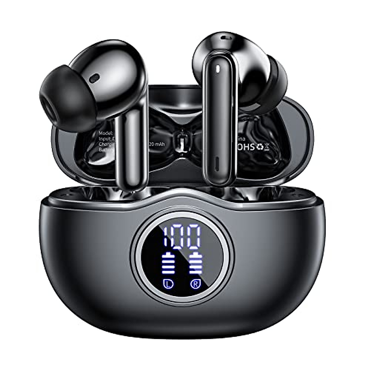 HKERR Wireless Earbuds, 50Hrs Playtime Bluetooth Earbuds Built in Noise Cancellation Mic with Charging Case, Bluetooth Headphones with Stereo Sound, IPX7 Waterproof Ear Buds for iPhone and Android