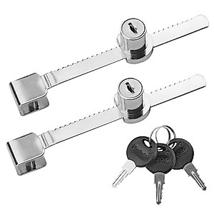TOVOT 2 Pack Sliding Glass Door Locks Display Case with Chrome, Lock Ratchet Lock Showcase Display-Keyed Different
