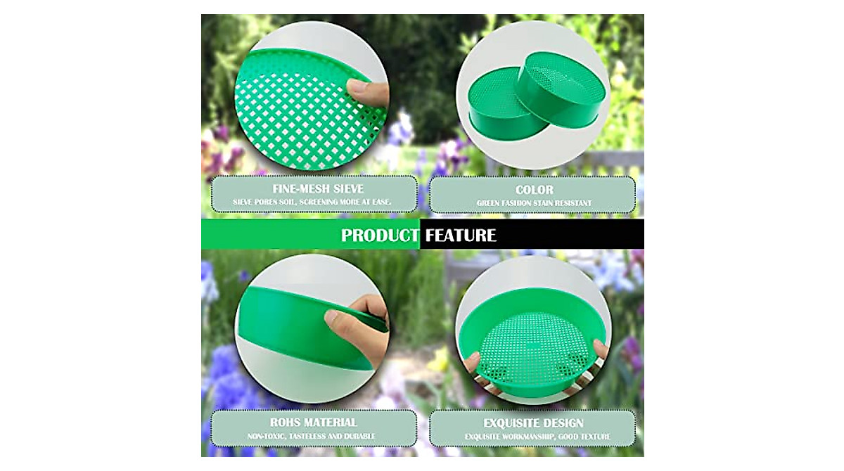 LNQ LUNIQ 4Pcs Round Garden Soil Sieve Tray Sand Sifter with Cylinder ...