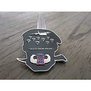 Oneworldtreasures United States Army 82nd Airborne Division Beret Skull Death from Above Challenge Coin