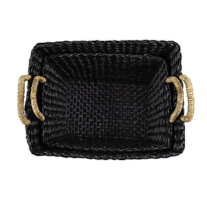 Deco 79 Eclectic Banana Leaf Storage Basket, Set of 2 18", 16"W, Black