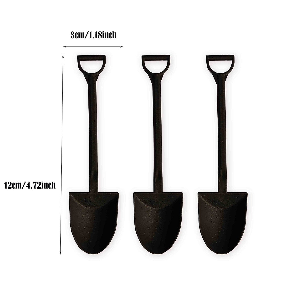 QWloog Magzipo Mini Shovel Shape Spoons,Disposable Plastic Dessert Spoon,Black(100)