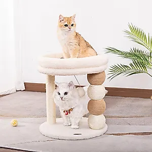 PawPalace Small Cat Tree for Indoor Cats with Large Cozy Plush Top Perch, Natural Sisal Scratching Posts for Kittens and Cats