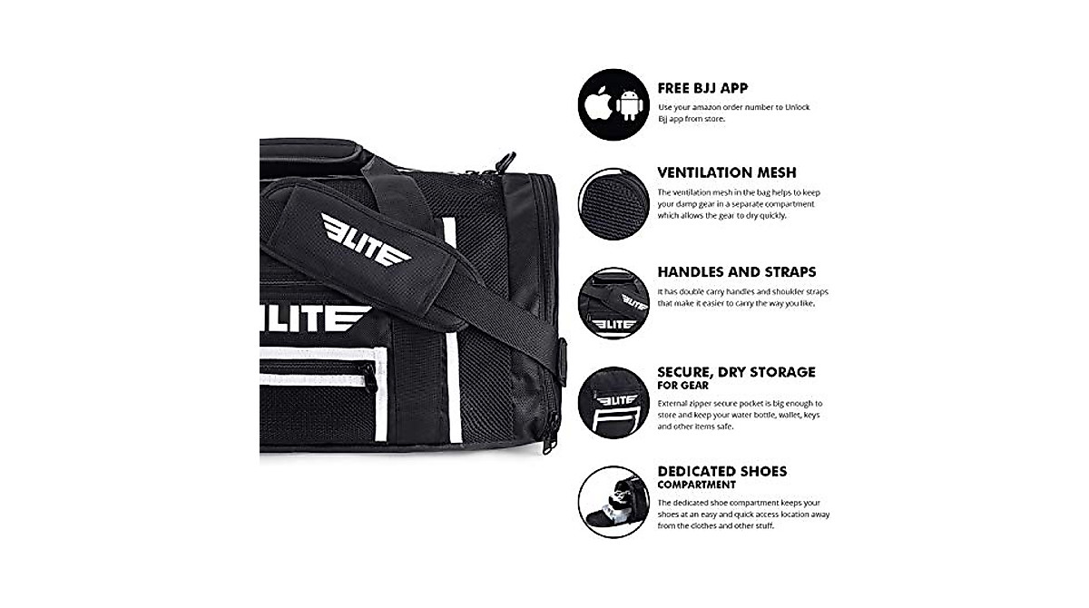 Elite Sports Boxing Gym Duffle Bag for MMA, BJJ, Jiu Jitsu gear,Duffel ...
