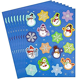 Clabby 320 Pcs Colorful Winter Stickers Snowman Snowflake Labels Stickers Homework Tests Assignments Adhesive Xmas Gift Envelopes Seals Tags for Christmas Party(Fresh Style)