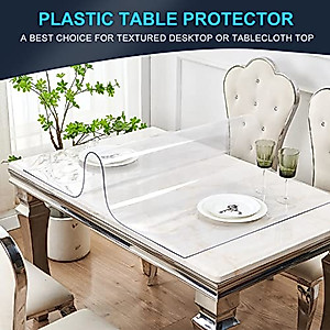 Bobetter Crystal Clear Vinyl Table Cover Protector Plastic Desk Pad Mat Waterproof Vinyl Table Top Protector Rectangle Table Pad Mat for Dining Coffee Patio Bar Beside Table 18x42" Floor Feeding Mat