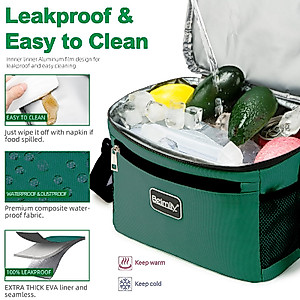 BEIMILY 2 Pack Insulated Lunch Bag Women Men,small Soft cooler Hand bags,Lunch Bag for Work,Leakproof Reusable Insulated Cooler Lunchbox with Adjustable Shoulder Strap(blackish green+yellow)