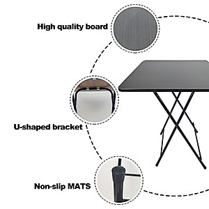 HEVIRGO Foldable Square Table Dinner Table Office Table Portable Square Table with Foldable Legs Indoor/Outdoor, 4 People Commercial/Household(Shipped from The United States) Black