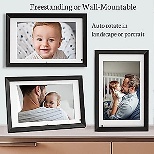 BSIMB 32GB 13.3 Inch Wood-Effect WiFi Digital Photo Frame HD IPS Touch Screen Smart Large Picture Frame with Remote Control, Auto-Rotate, Wall Mountable, Easy to Share Photos & Videos via App & Email