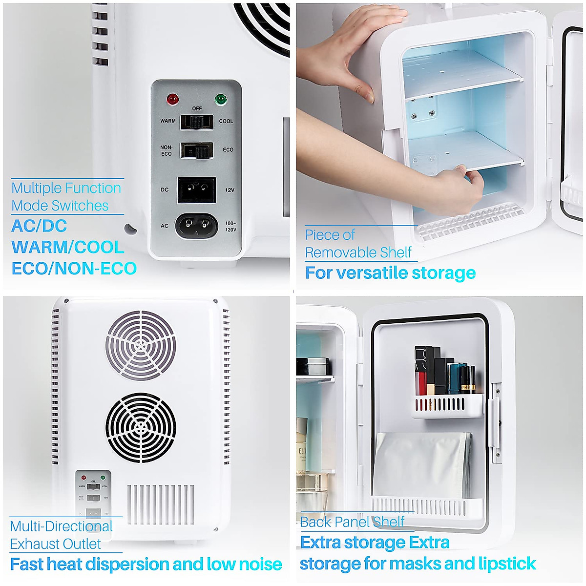 AstroAI Mini Fridge 6 Litre, 8 Can Skincare Fridge, AC/DC Portable Beauty Fridge for Skincare, Cosmetics, Bedroom (Mirror & Light)