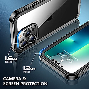 Red2Fire for iPhone 13 Pro Max Case, [360 Full Body] [with Built-in Screen Protector] [Heavy Duty Protection] 12 FT Dropproof Shockproof Dust-Proof Bumper Phone Case for iPhone 13 Pro Max 6.7" Black