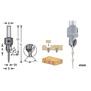 Amana Tool - 55608 Carbide Tipped 82° Countersink Taper #8 Screw 7/16 Dia x 11/64 Dr