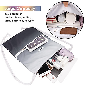 WANDF Drawstring Backpack String Bag Sackpack Cinch Water Resistant Nylon for Gym Shopping Sport Yoga (Grey)