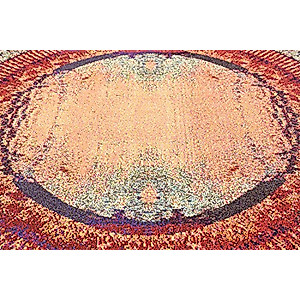 Unique Loom Estrella Collection Rustic, Distressed, Modern, Abstract Area Rug, 8 ft, Orange/Black